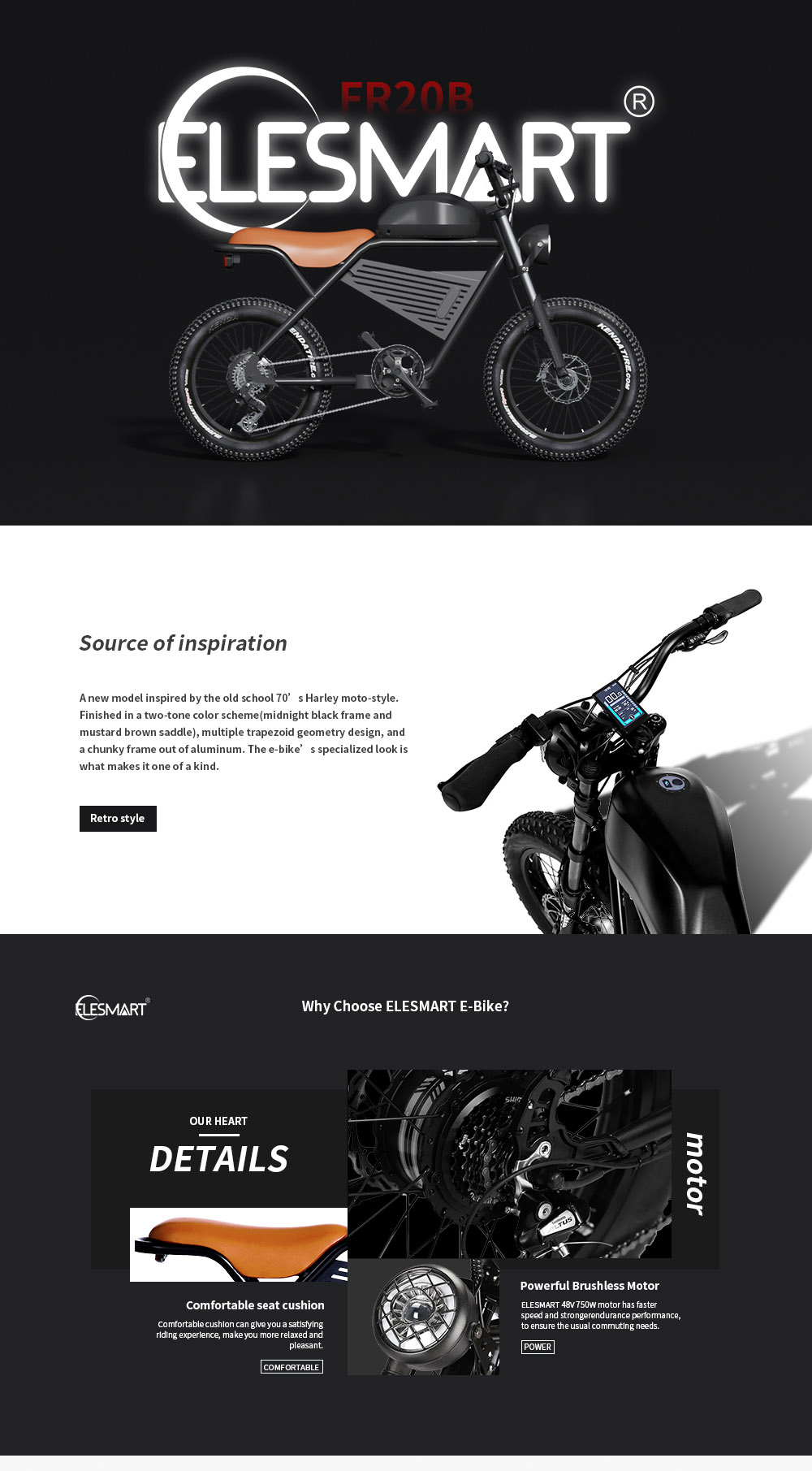 Elesmart New Style Ebike Big Motor Power Mountain E-bike Beach Cruiser ...